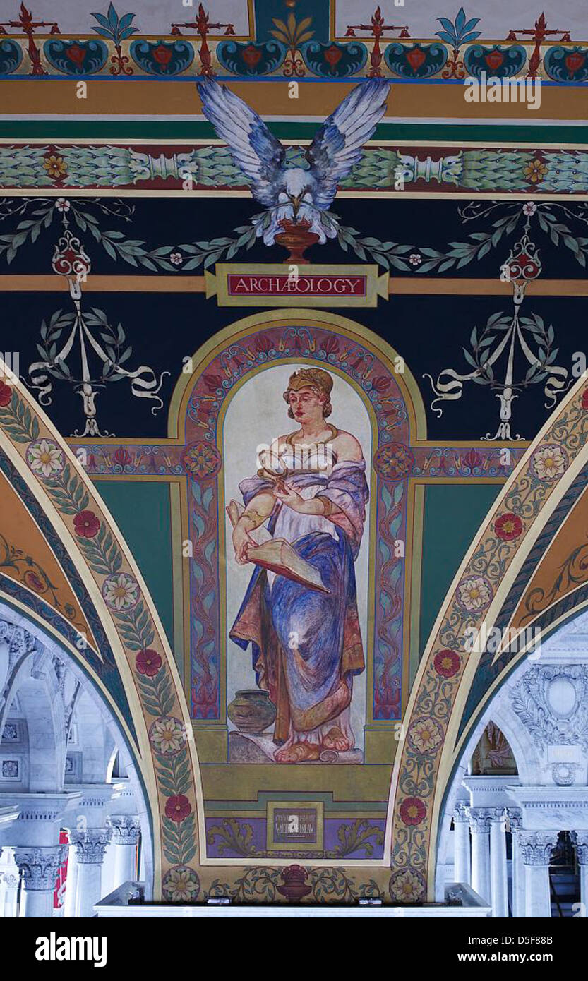 The mural by Walter Shirlaw, depicting archaeology, is located on the ...