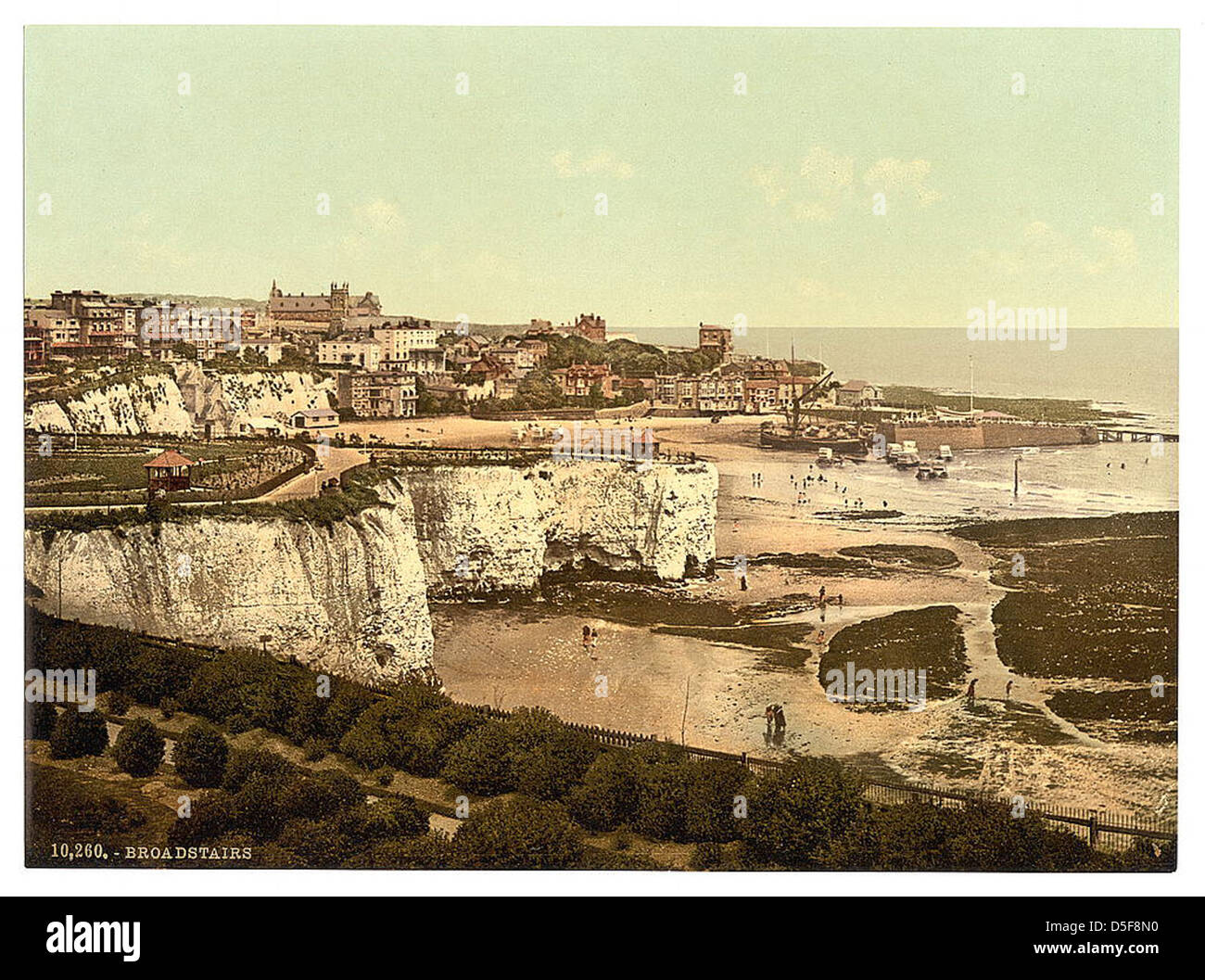 A scenic view from the cliffs in Broadstairs, Kent, England, showcasing ...