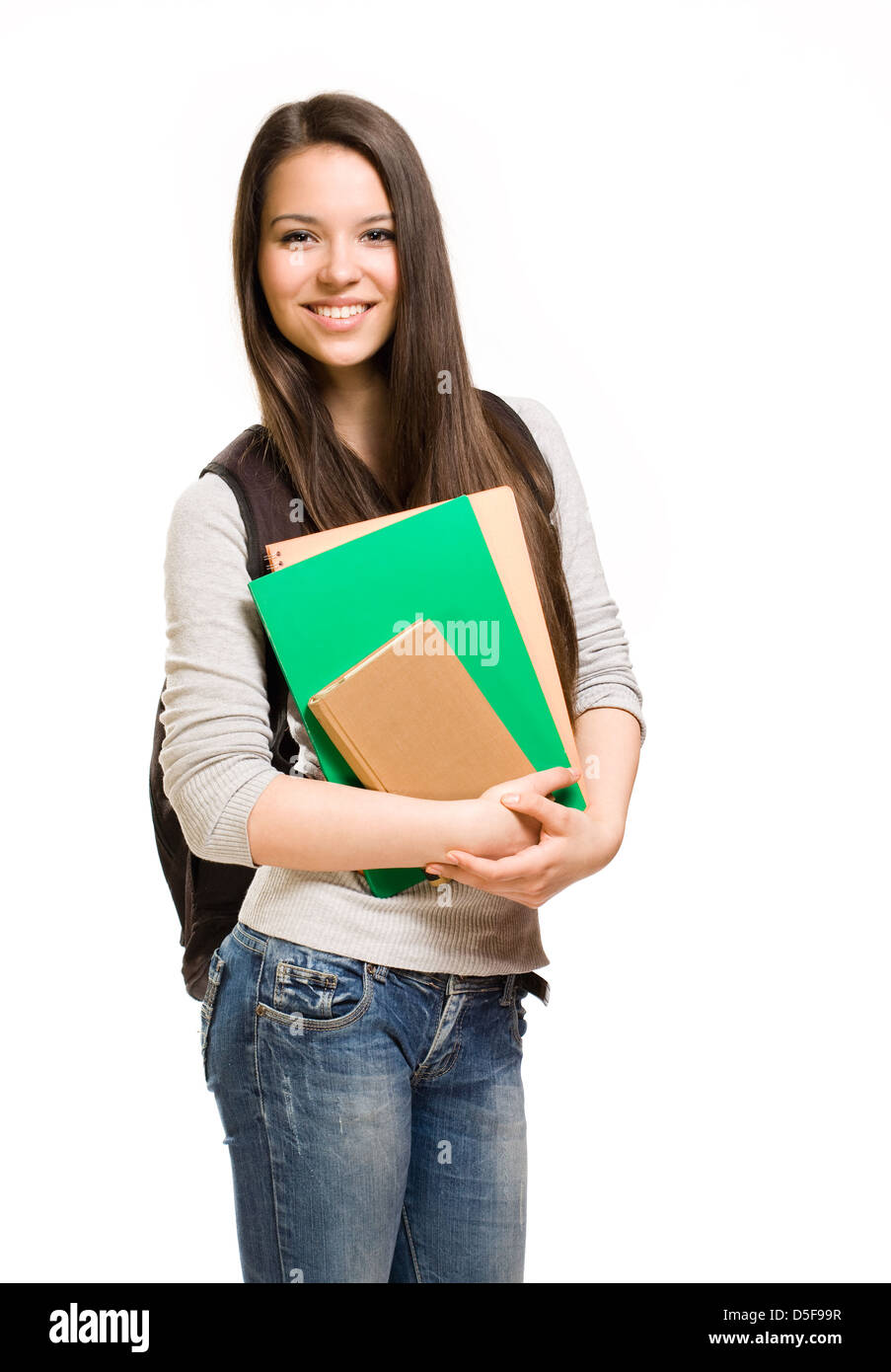 Portrait of attractive cute young student girl Stock Photo - Alamy