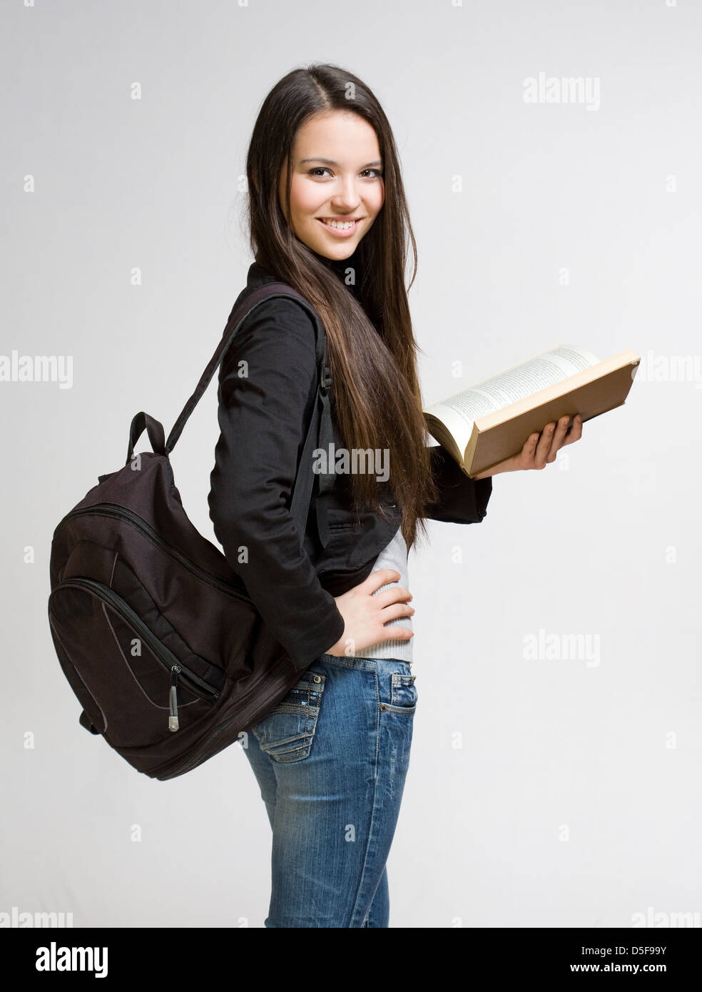 Portrait of attractive cute young student girl Stock Photo - Alamy