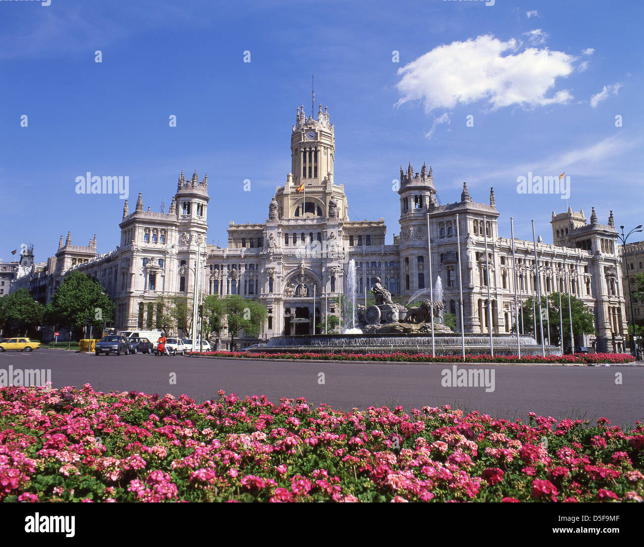 The Fountain of Cibeles with Palacio de Cibeles (Cibeles Palace) behind ...