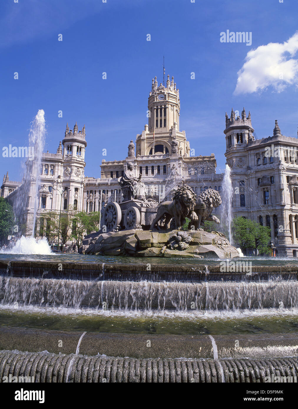 The Fountain of Cibeles with Palacio de Cibeles (Cibeles Palace) behind ...