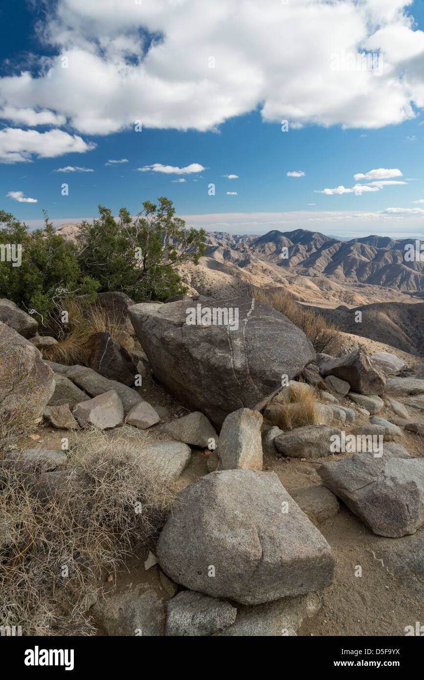 A rocky landscape from Joshua Tree National Park, taken at Keys View ...