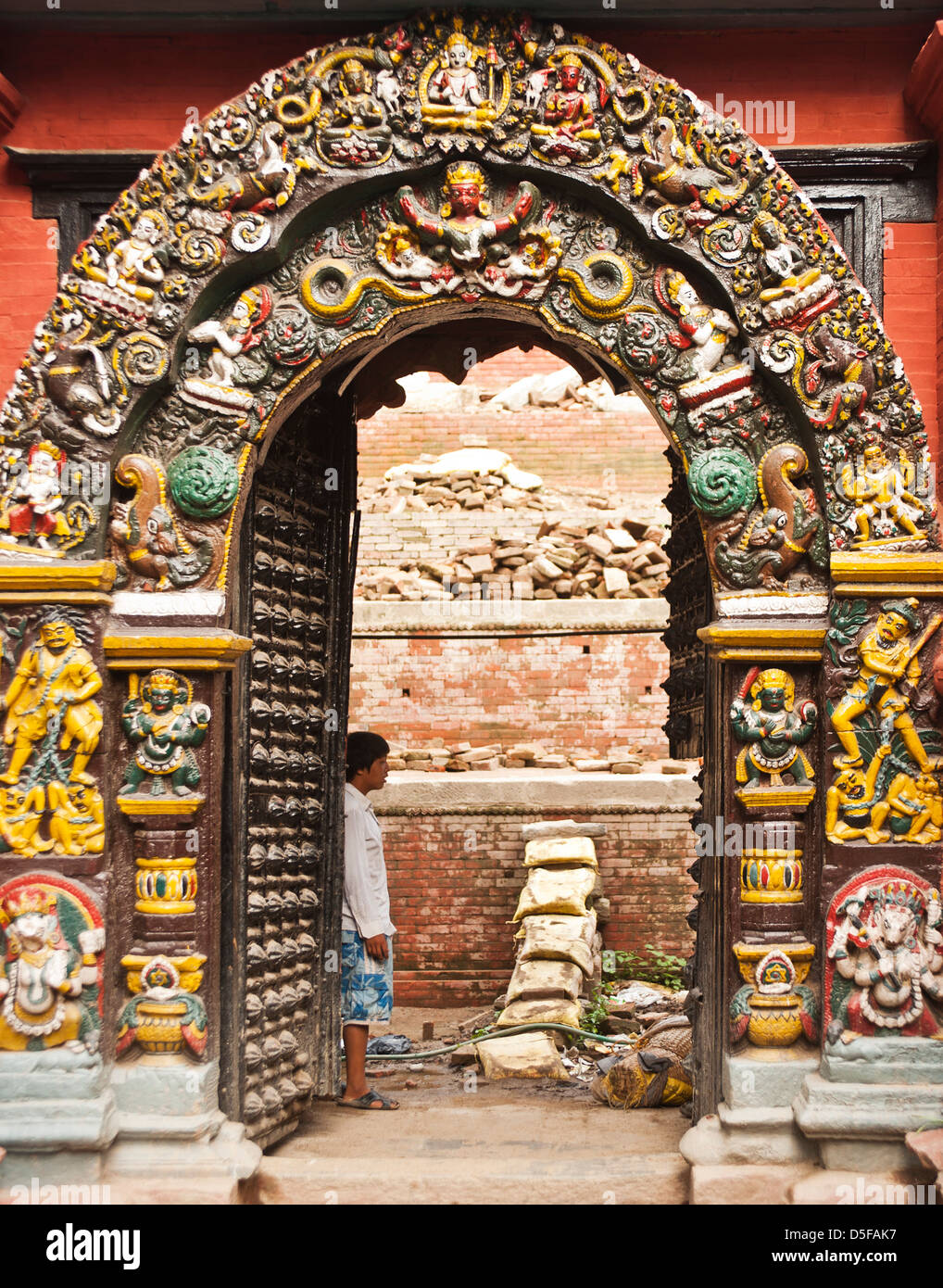 Entrance of a temple, Hanuman Dhoka, Durbar Square, Kathmandu, Nepal ...