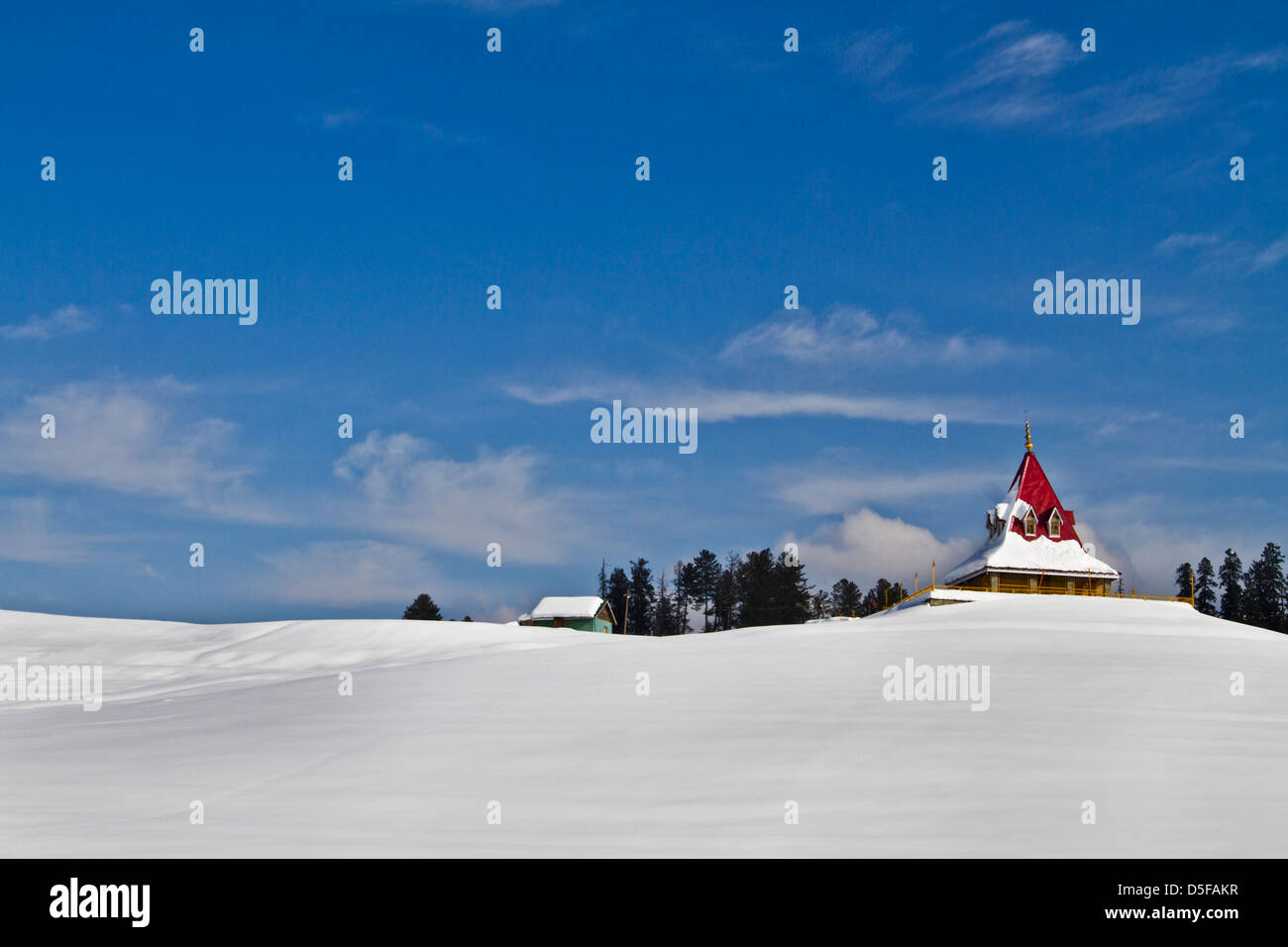Temple in snow, Kashmir, Jammu And Kashmir, India Stock Photo - Alamy