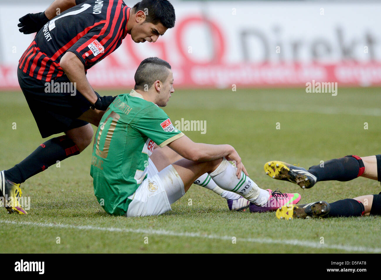Fuerth's Nikola Djurdjic talks to Frankfurt's Carlos Zambrano (above ...