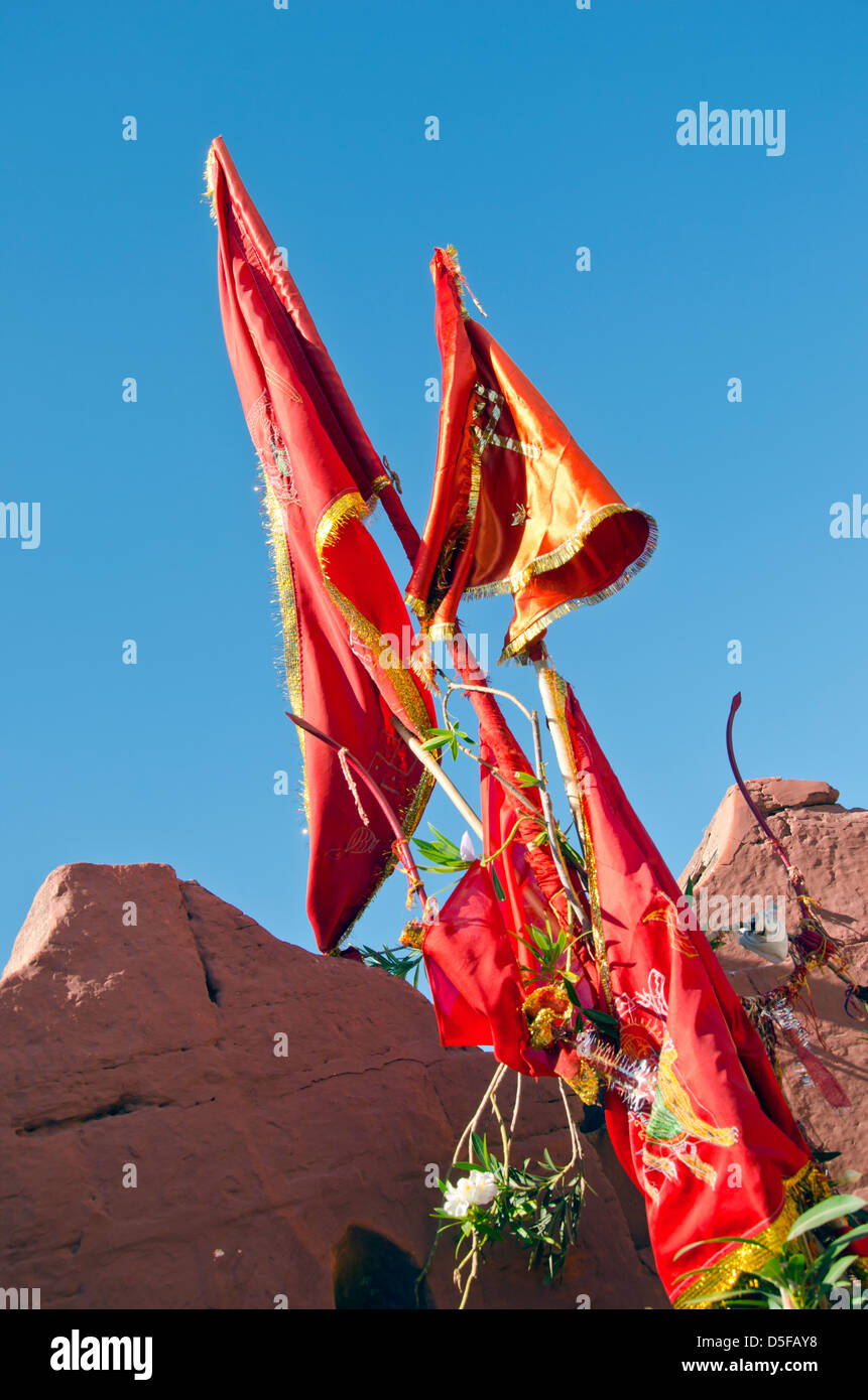 Shiva temple red flags in Rajasthan city Jodhpur, India Stock Photo - Alamy