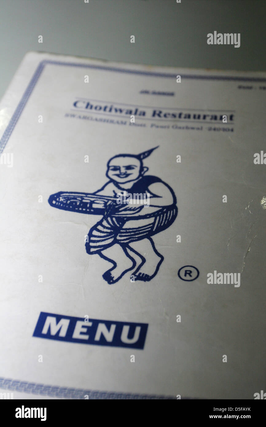 The menu at the chotiwala restaurant Stock Photo - Alamy