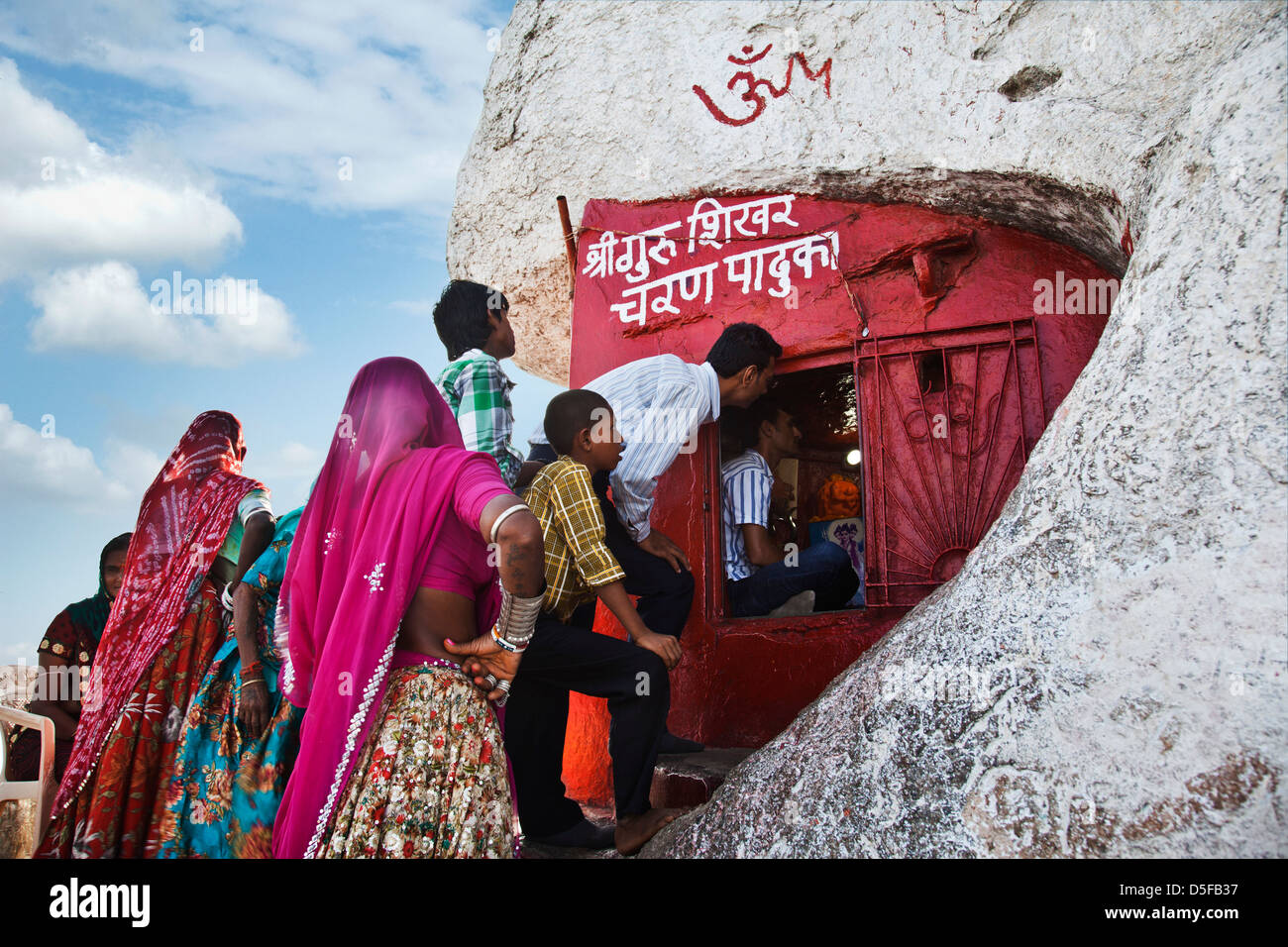 People praying at Dattatreya Temple, Guru Shikhar, Arbuda Mountains ...