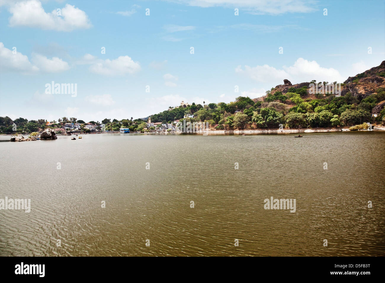 High angle view of a lake, Nakki Lake, Mount Abu, Sirohi District ...