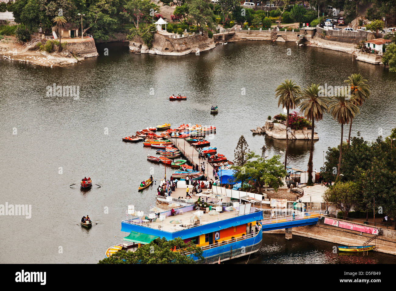 Tourists boating in a lake, Nakki Lake, Mount Abu, Sirohi District ...