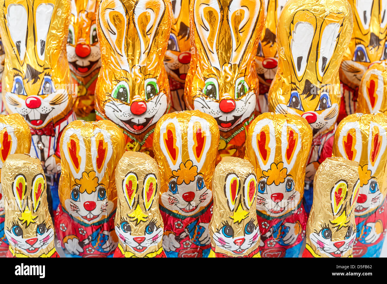 group of many color easter chocolate rabbits bunny Stock Photo - Alamy