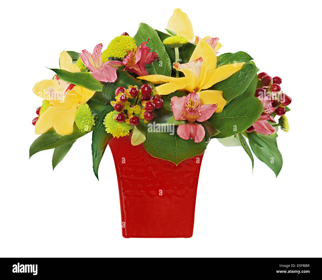 Colorful flower bouquet from orchids and lilies arrangement centerpiece ...