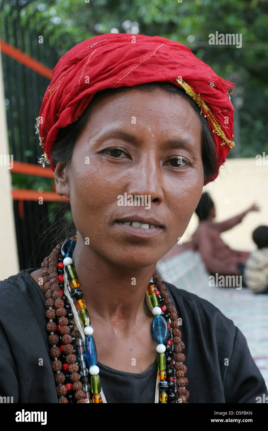 A female sadhu in front of Swarg Ashram in Rishikesh Stock Photo - Alamy