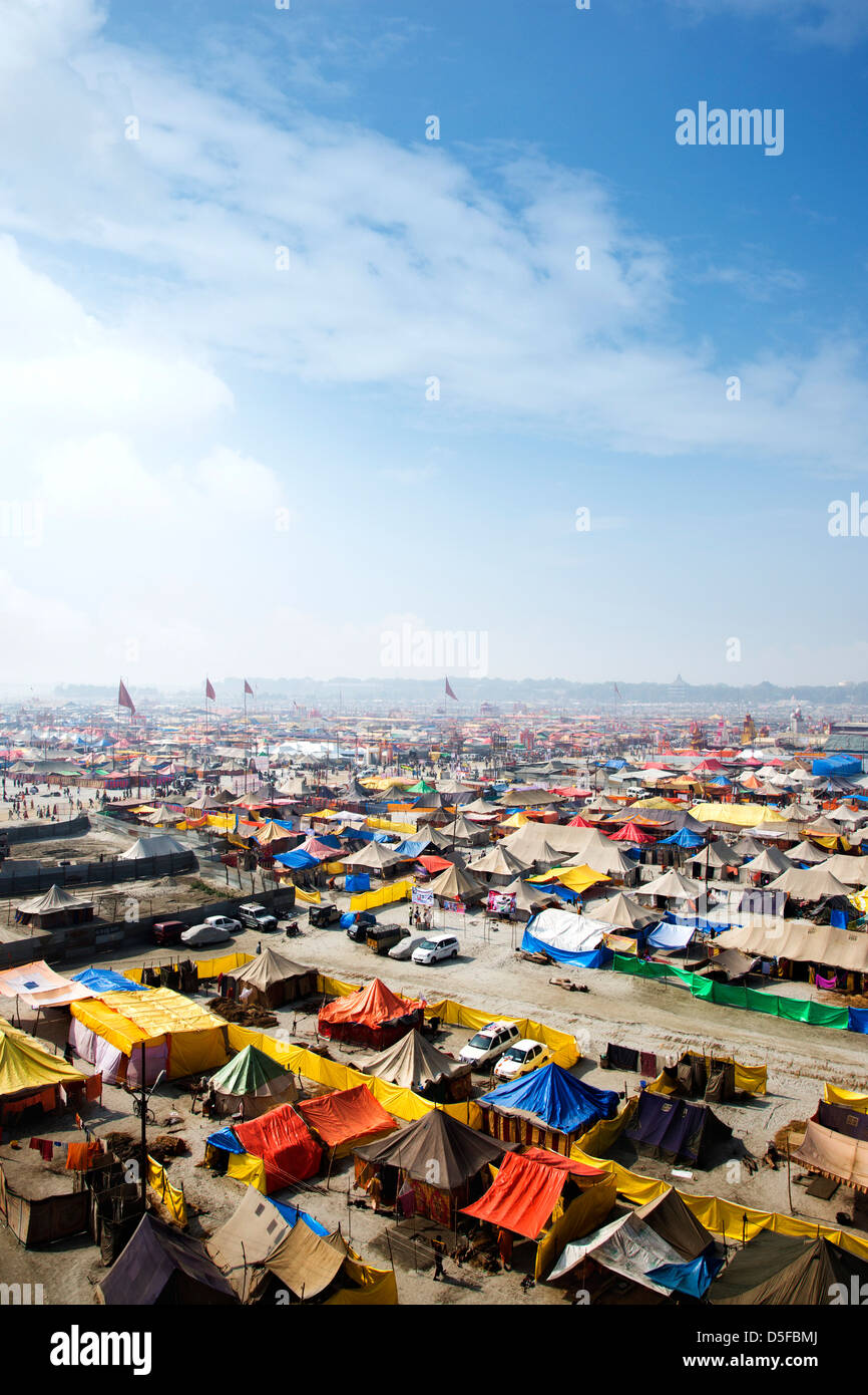 Temporary tents for pilgrims attending the Kumbh Mela, Allahabad, Uttar ...