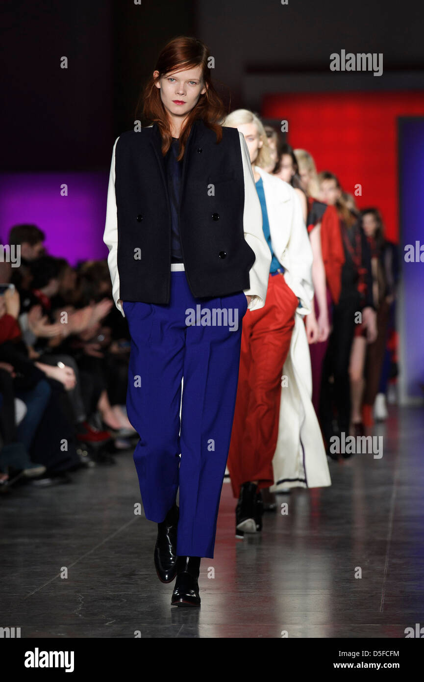 A model wears a design from the Paul Smith collection during London ...