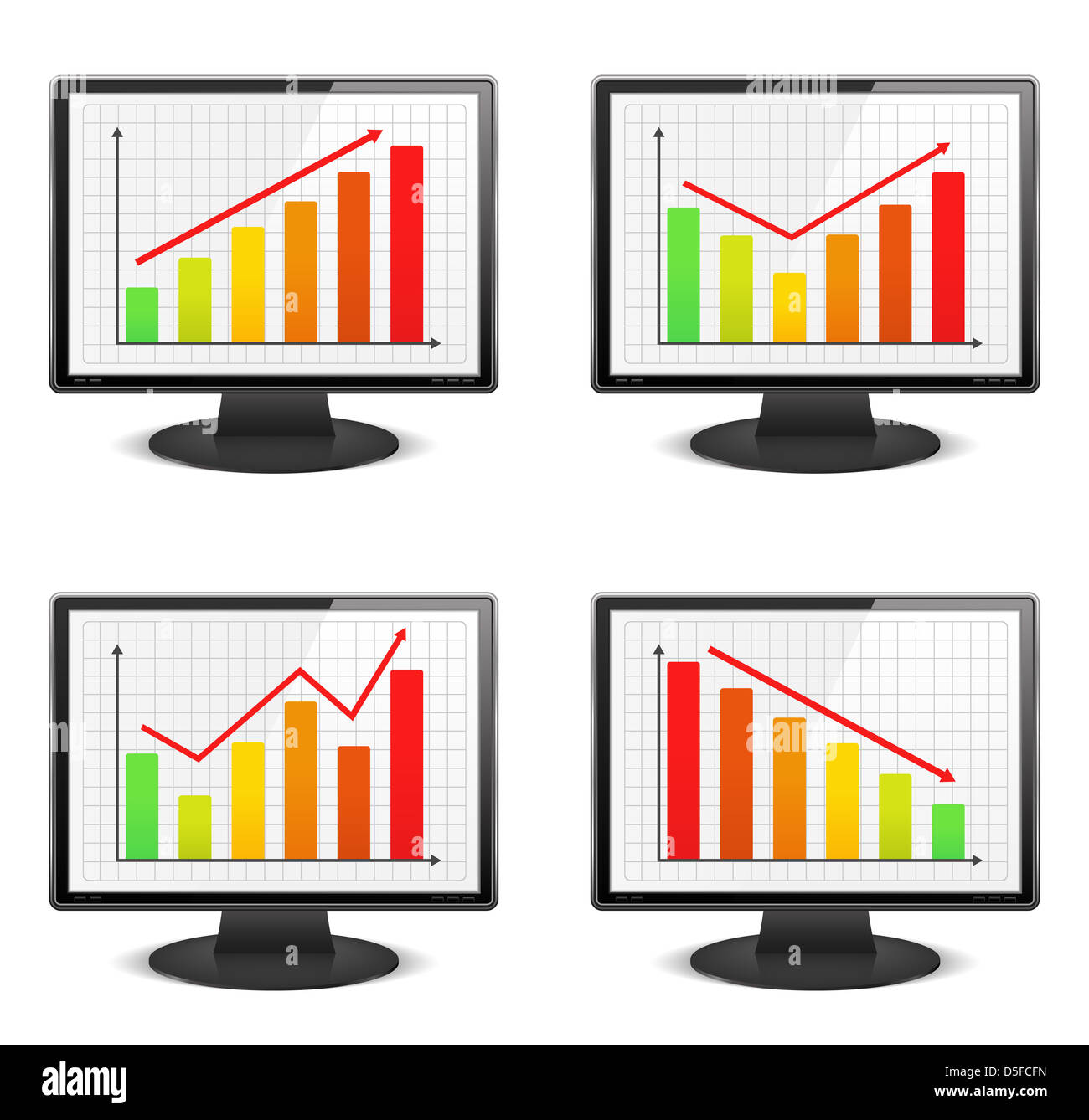 Computer monitors with different graphs Stock Photo - Alamy