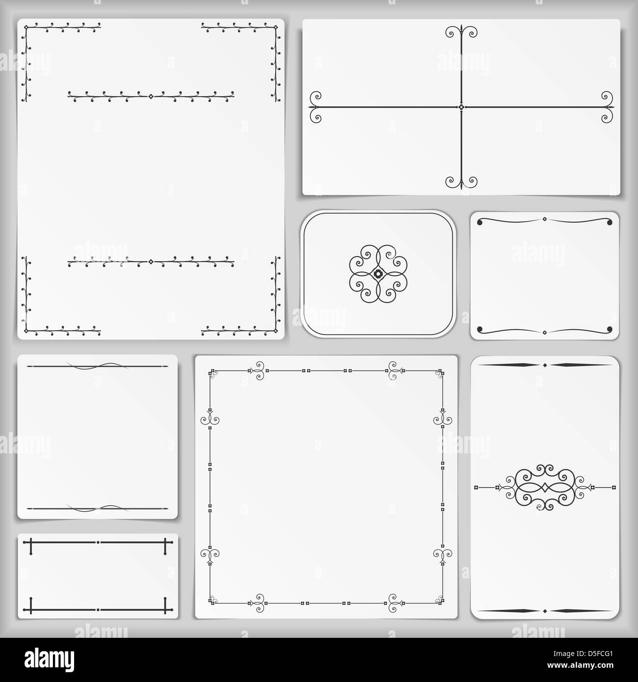 Set of paper with different vintage elements Stock Photo - Alamy