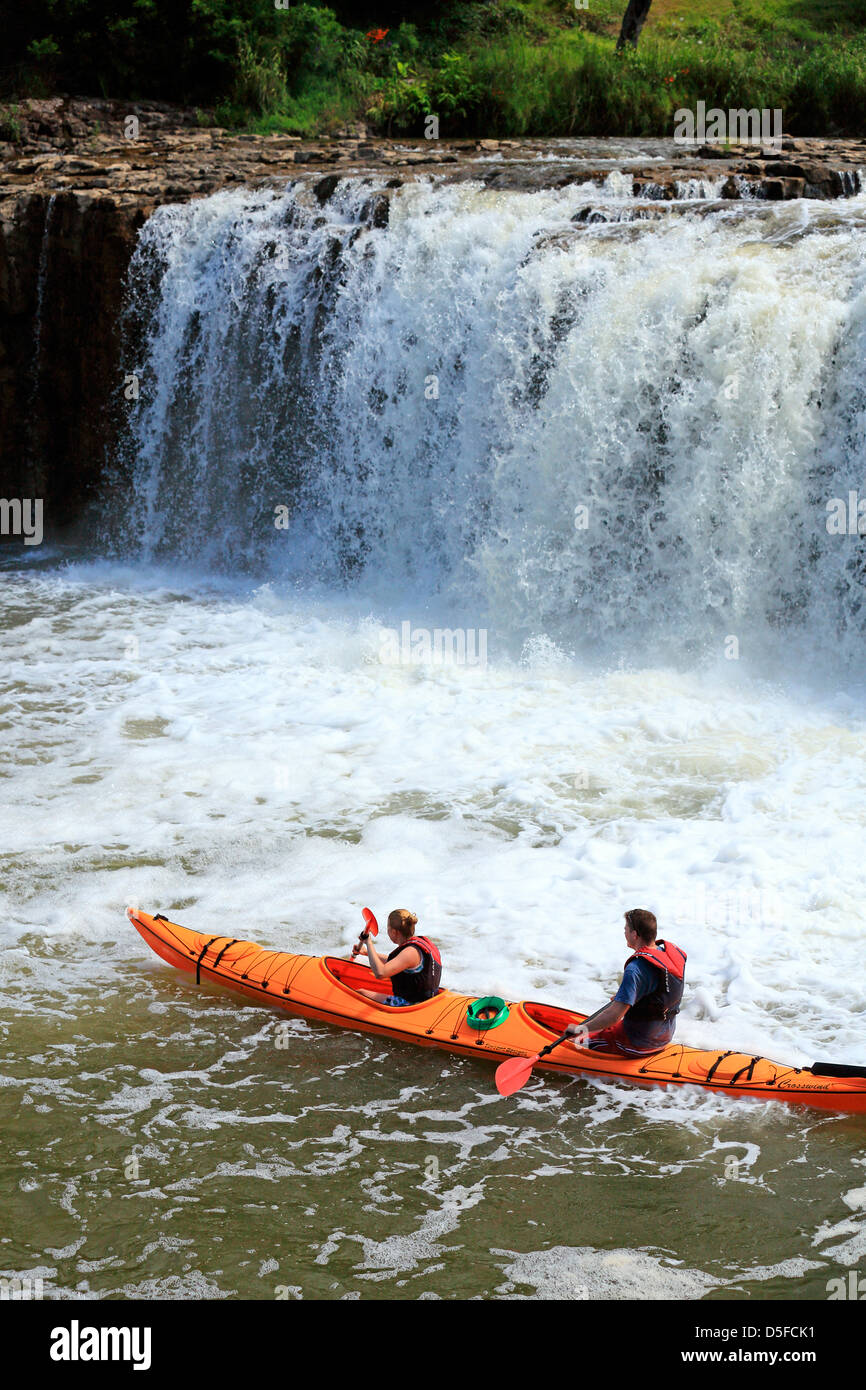 Kayaking at Haruru Falls on the Waitangi River in Northland Stock Photo ...
