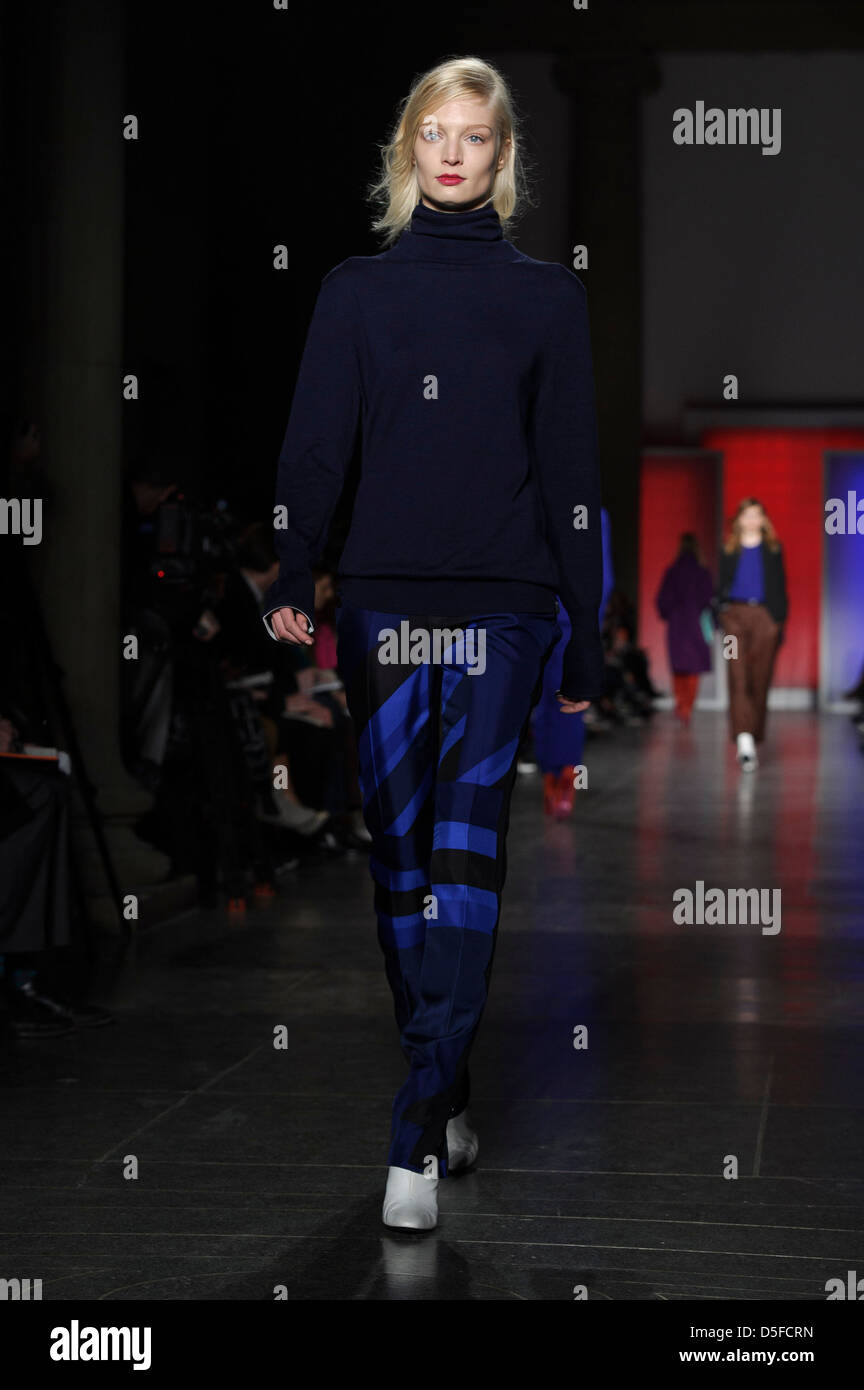 A model wears a design from the Paul Smith collection during London ...