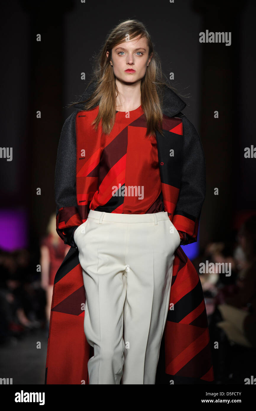 A model wears a design from the Paul Smith collection during London ...