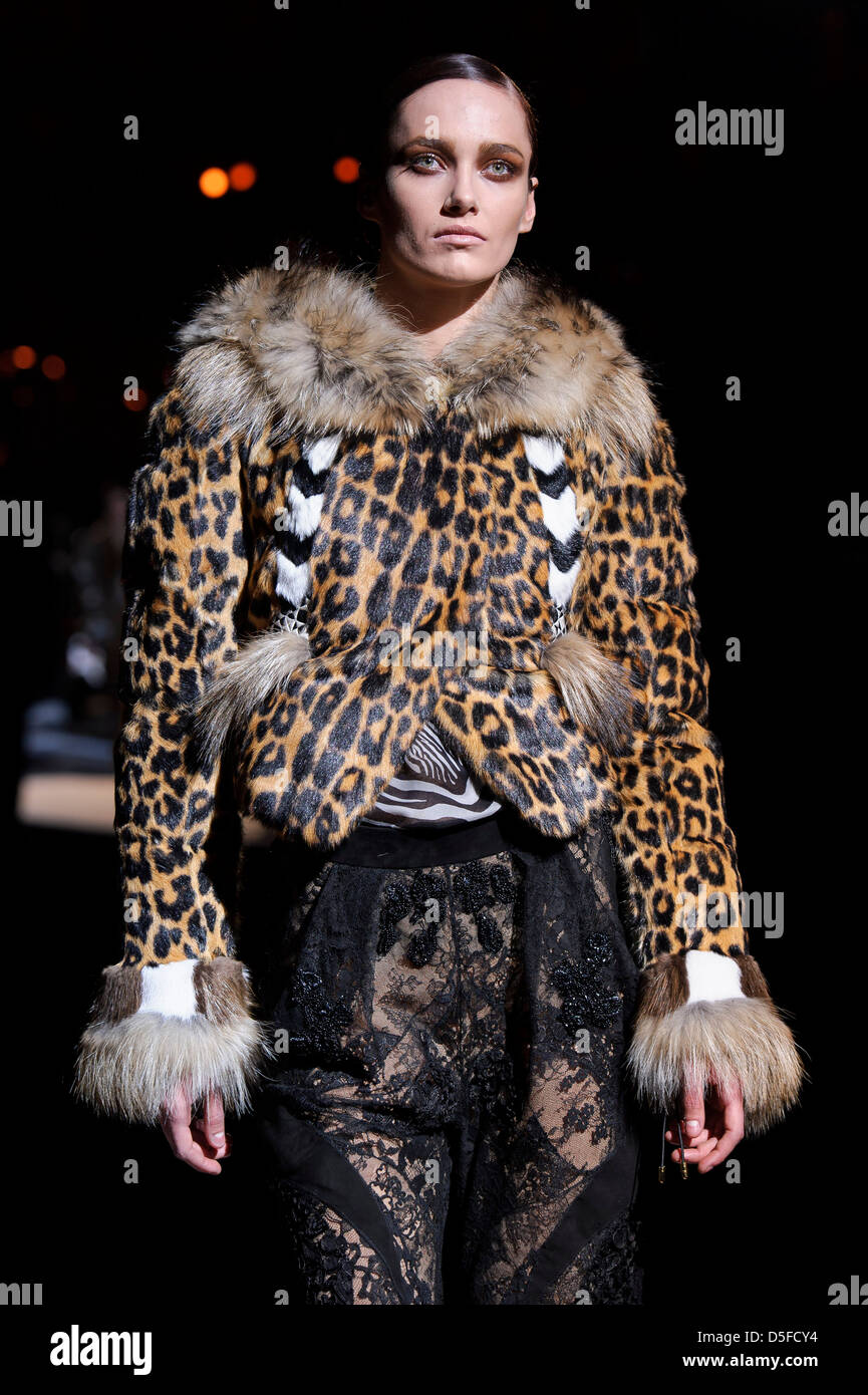 A model wears a design from the Tom Ford collection during London ...