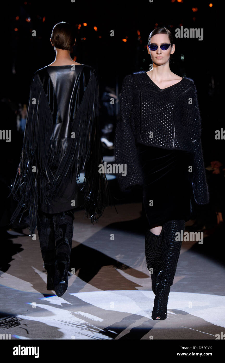 A model wears a design from the Tom Ford collection during London ...