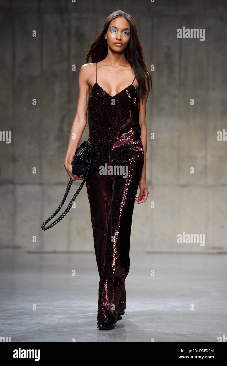 A model wears a design from the Unique collection during London Fashion ...