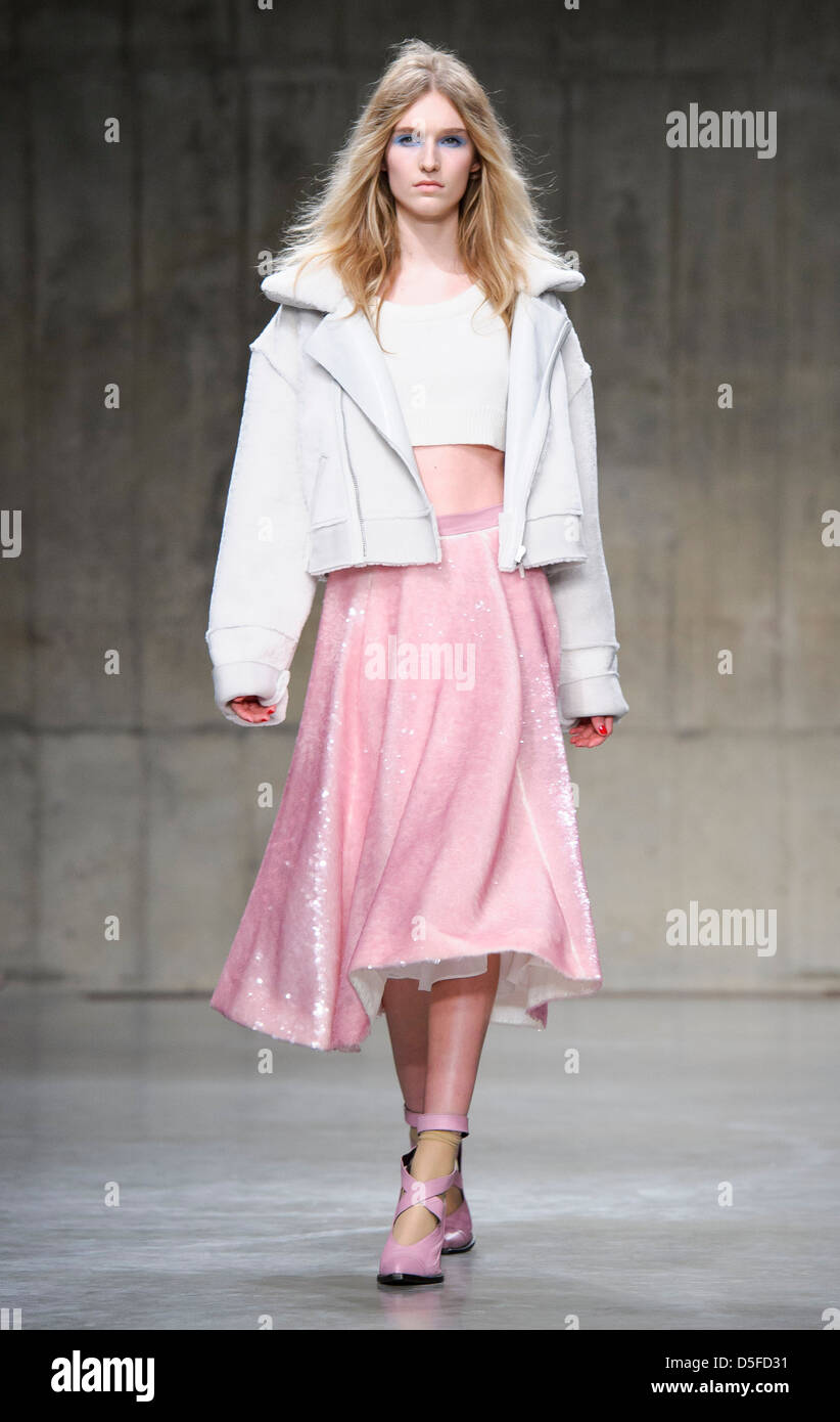 A model wears a design from the Unique collection during London Fashion ...