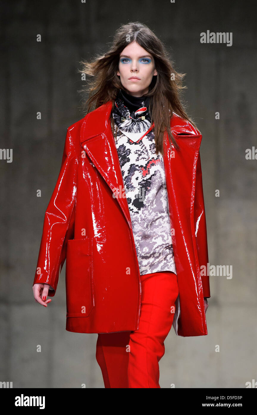 A model wears a design from the Unique collection during London Fashion ...