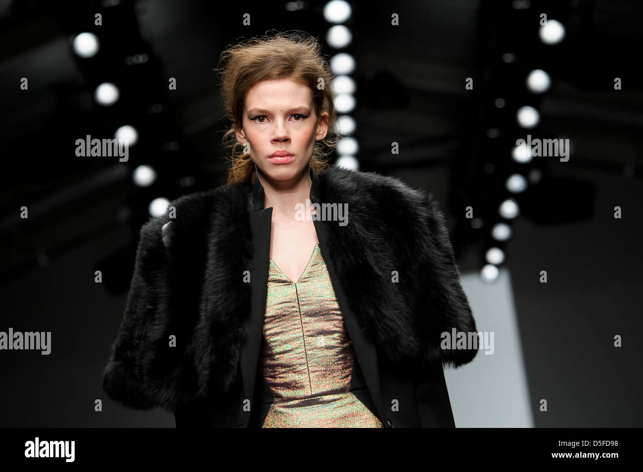 A model wears a design from the Zoe Jordan collection during London ...