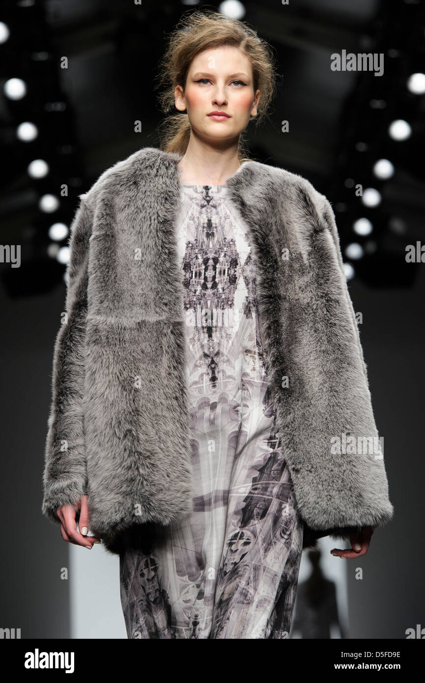 A model wears a design from the Zoe Jordan collection during London ...