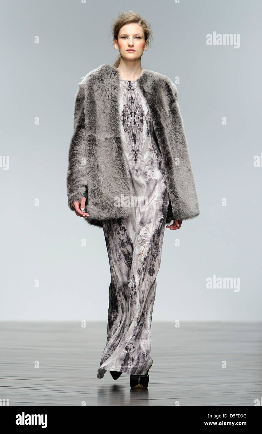 A model wears a design from the Zoe Jordan collection during London ...