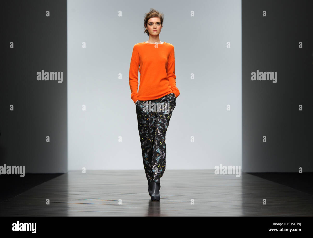 A model wears a design from the Zoe Jordan collection during London ...