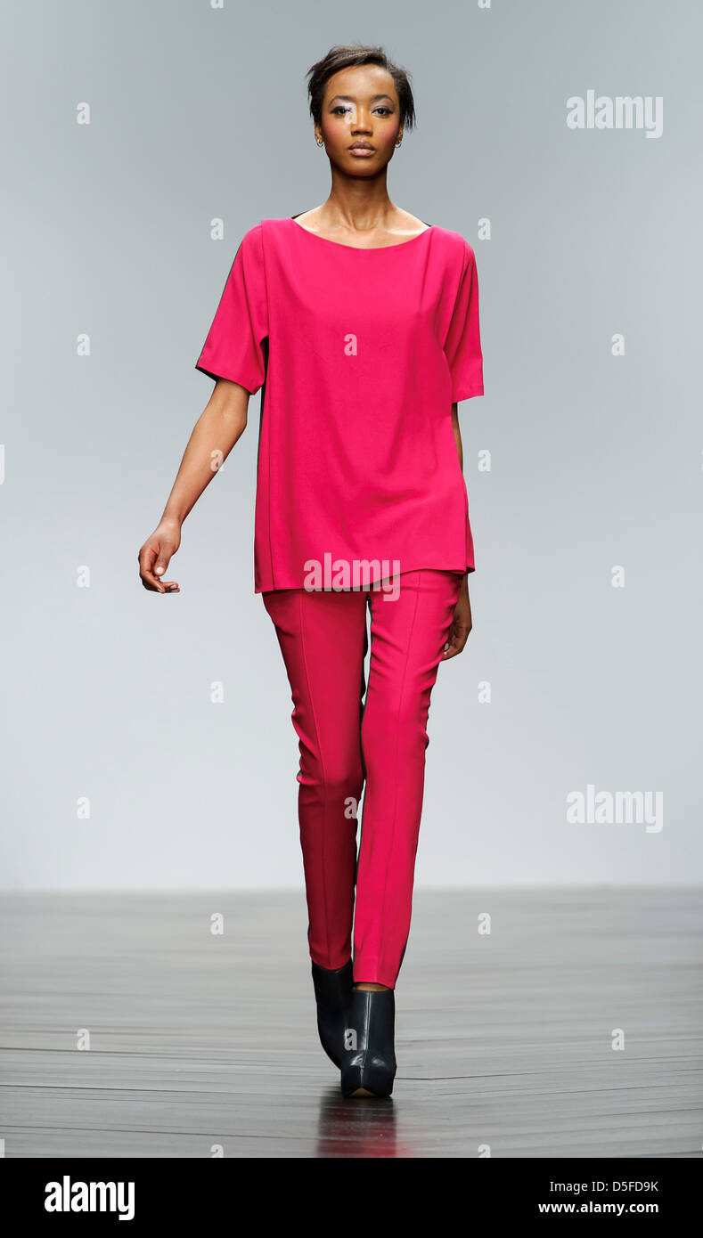 A model wears a design from the Zoe Jordan collection during London ...