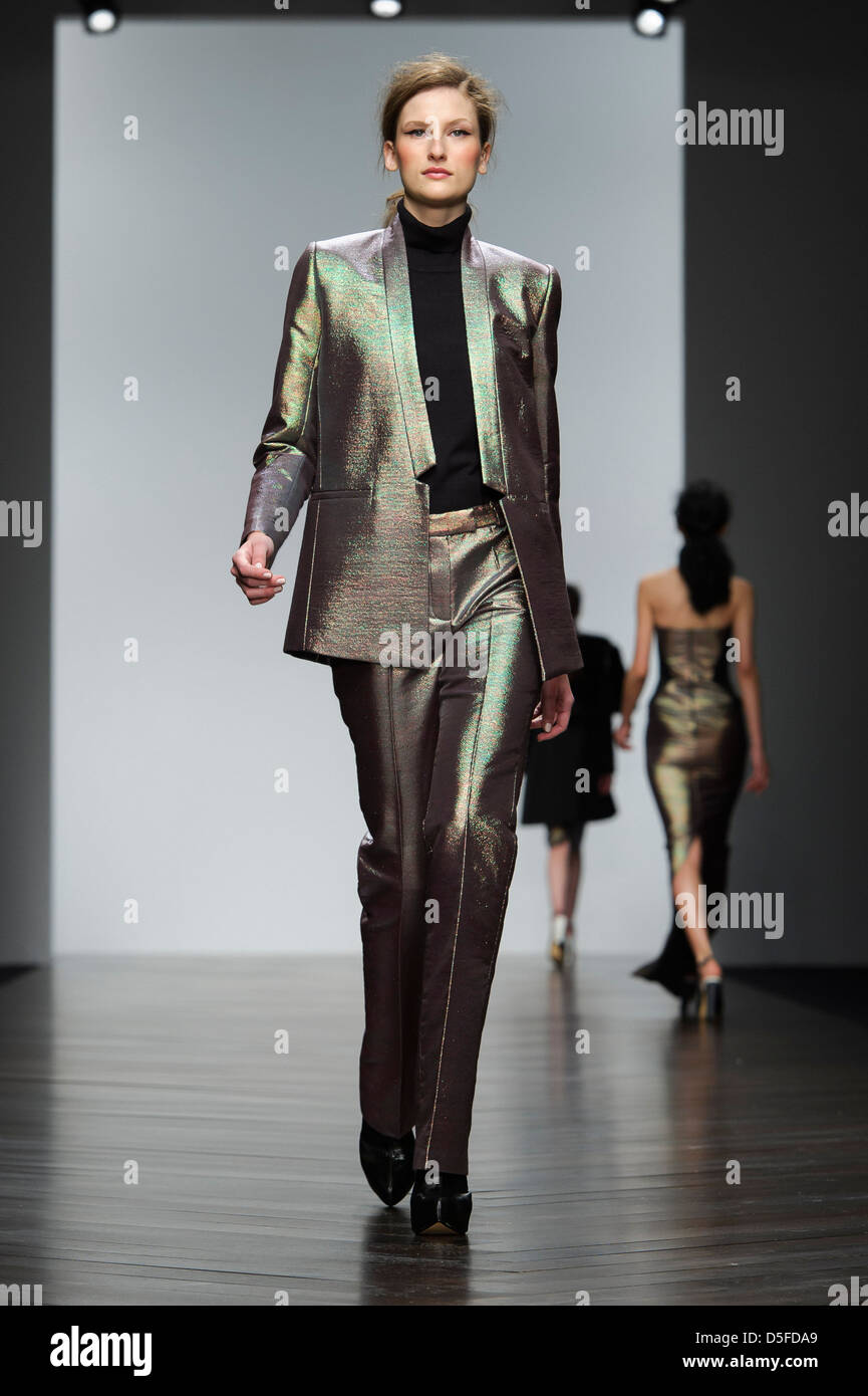 A model wears a design from the Zoe Jordan collection during London ...