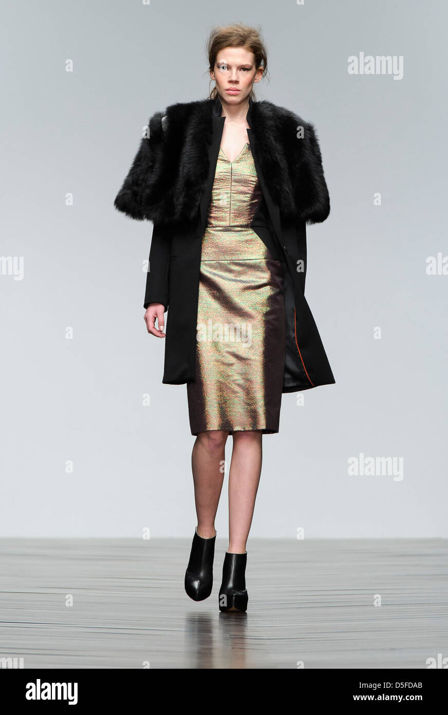 A model wears a design from the Zoe Jordan collection during London ...