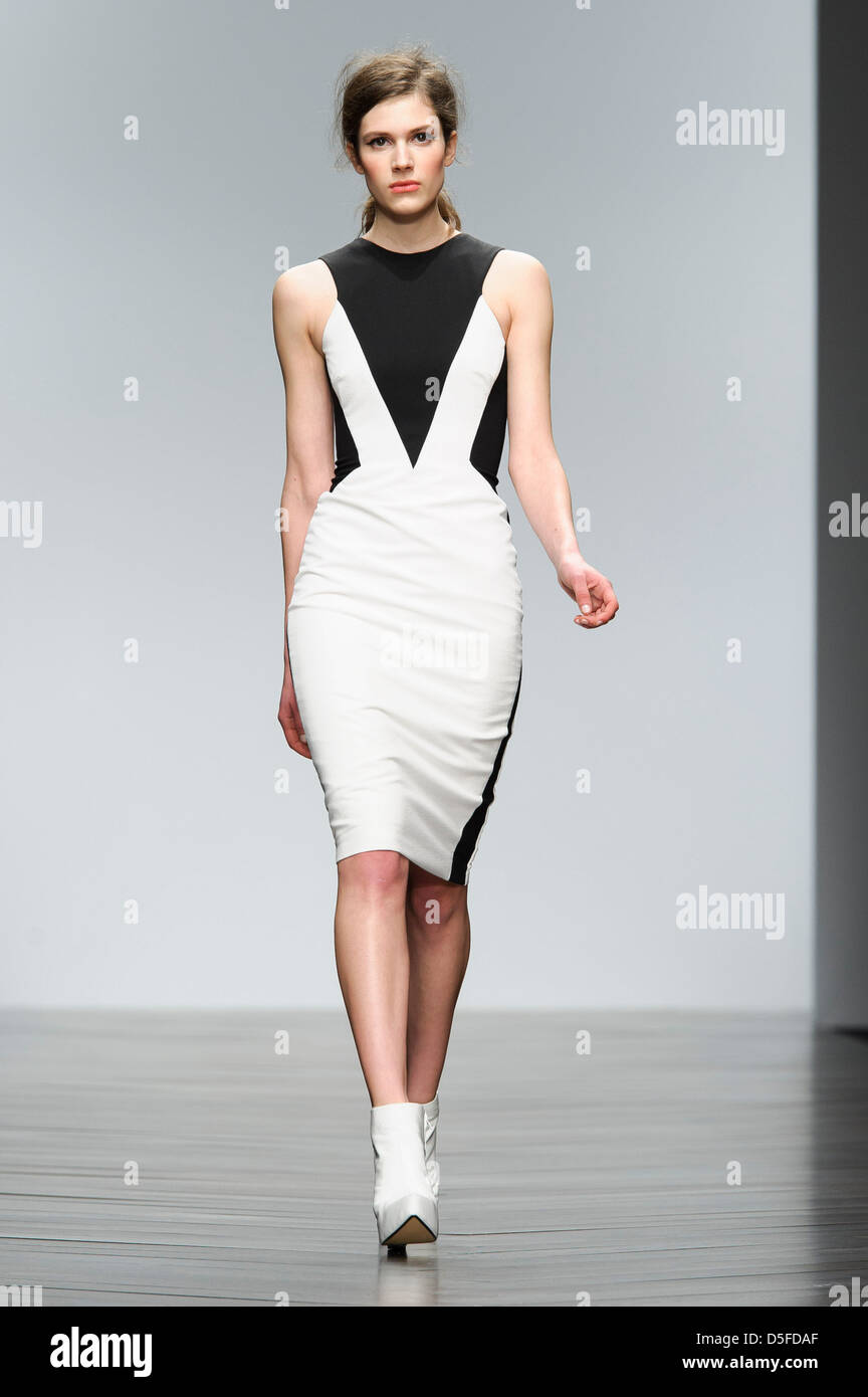 A model wears a design from the Zoe Jordan collection during London ...