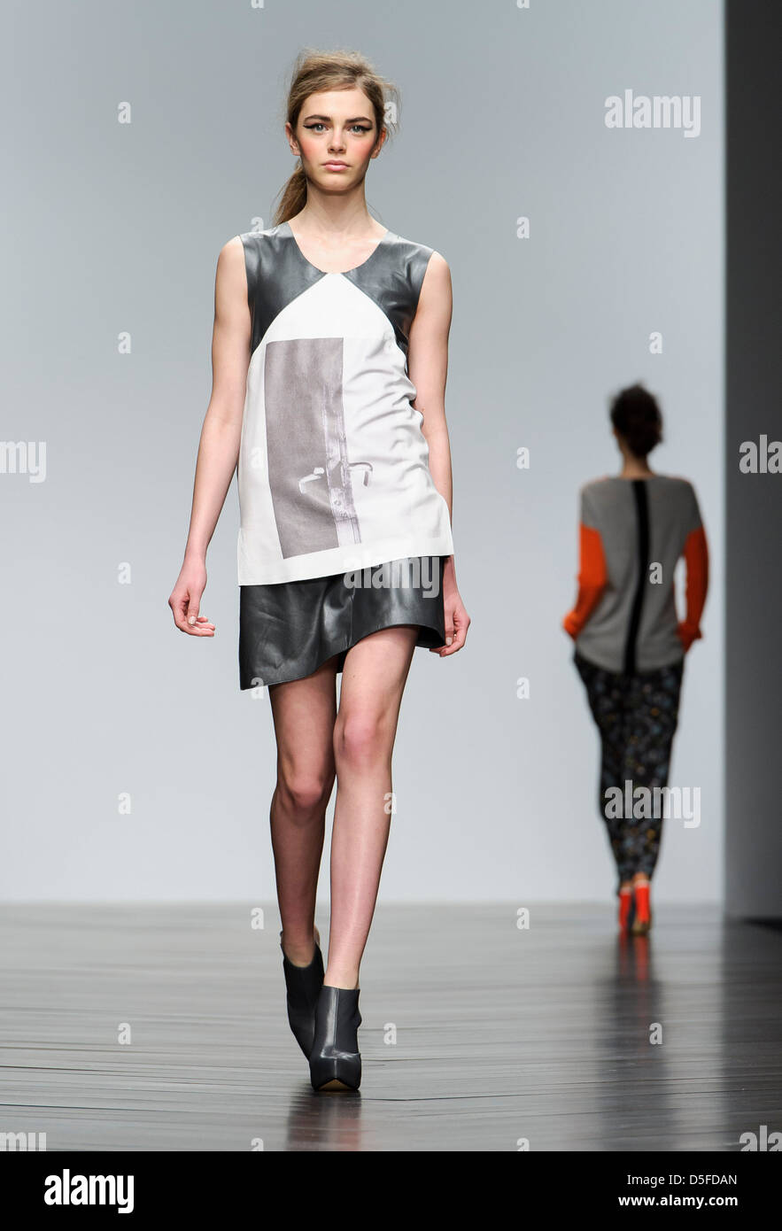 A model wears a design from the Zoe Jordan collection during London ...