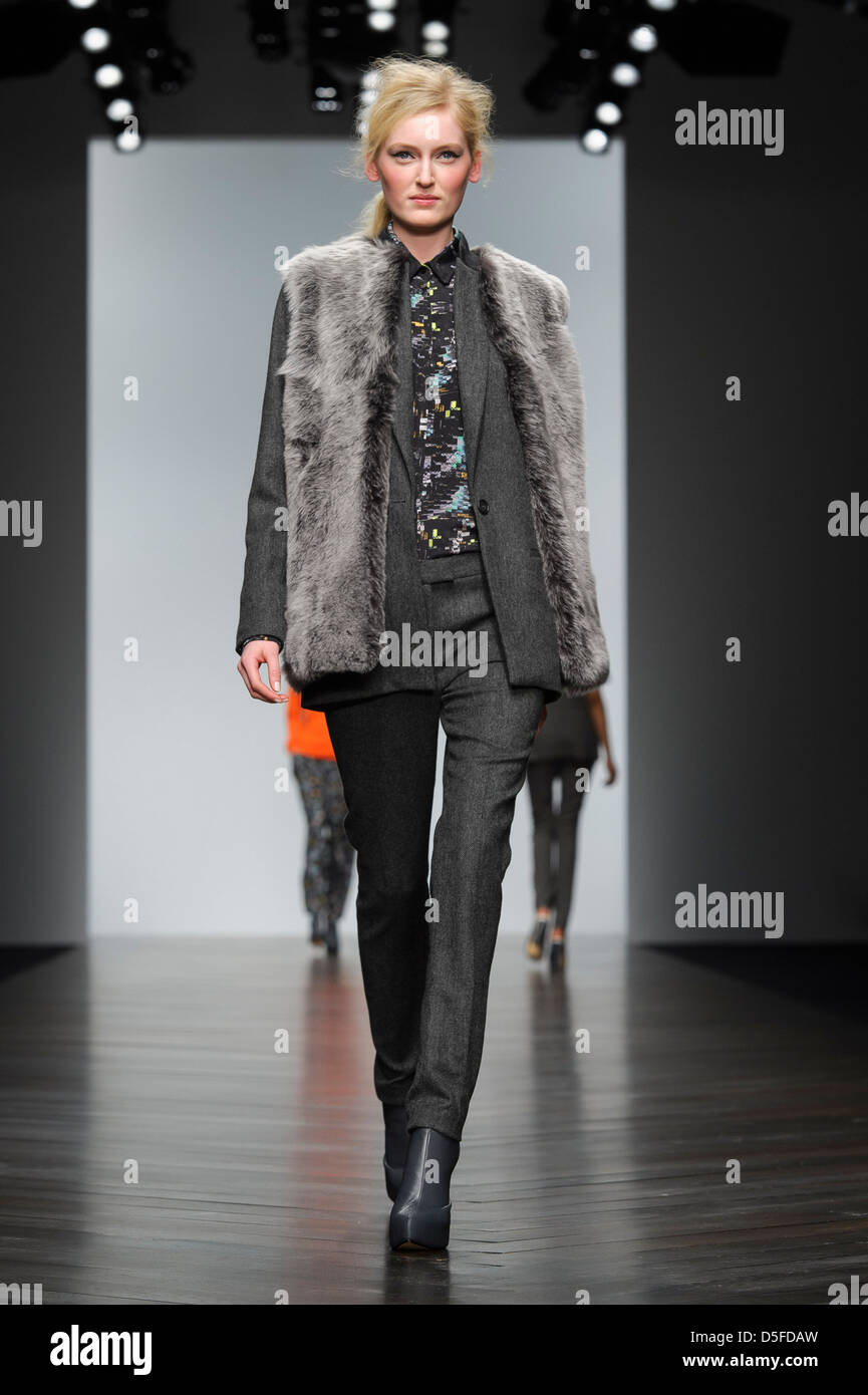 A model wears a design from the Zoe Jordan collection during London ...