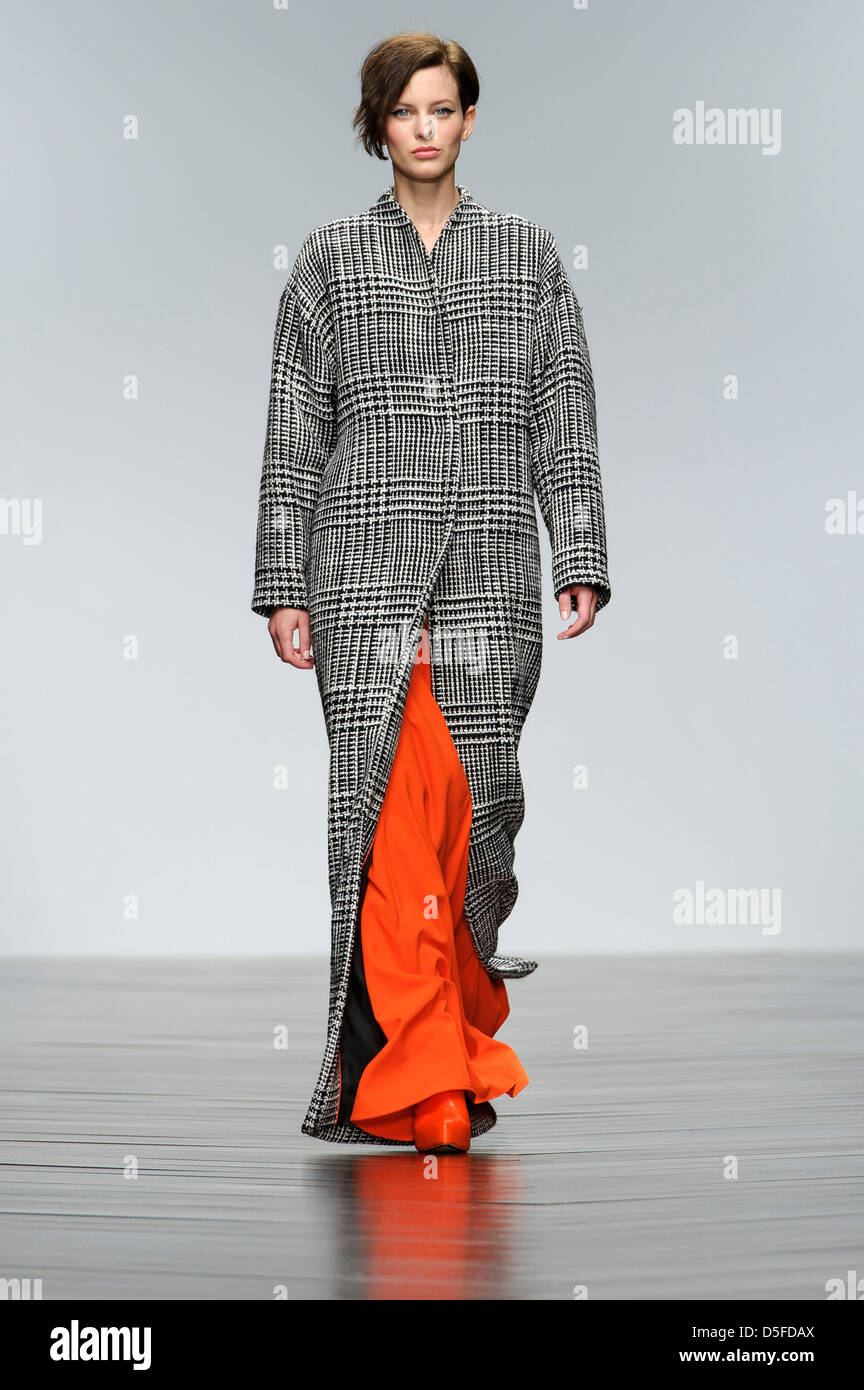 A model wears a design from the Zoe Jordan collection during London ...