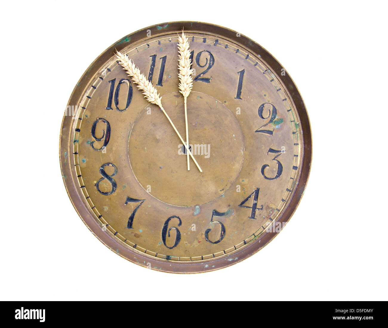 harvesting time concept-clock dial with wheat ears arrow Stock Photo ...