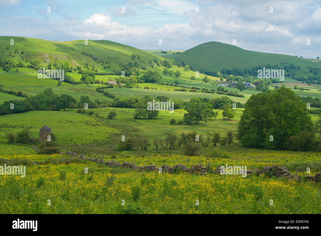 Peak District landscape, Staffordshire, Longnor, Peak District, England ...
