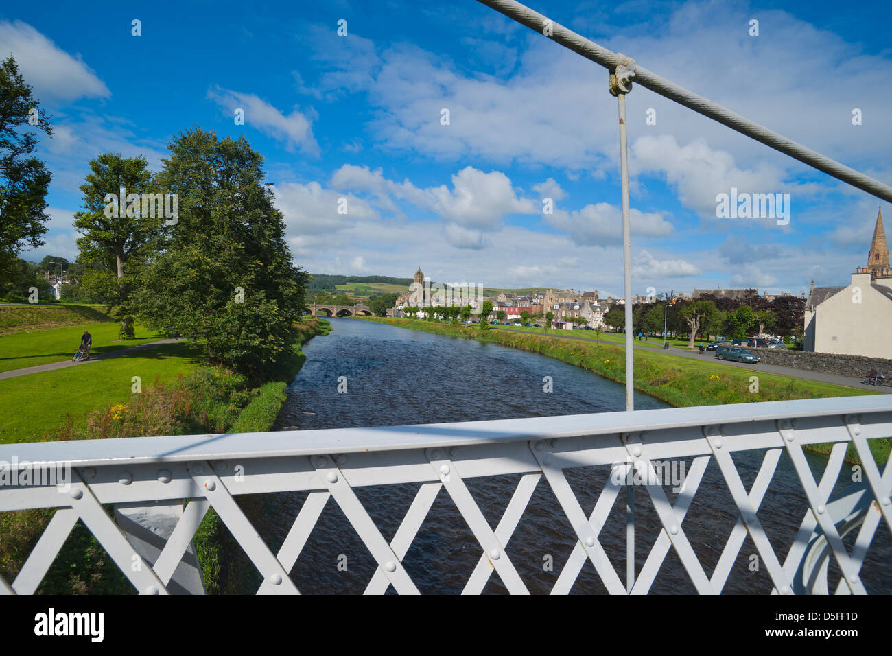 The river Tweed at Peebles, Borders Region, Scotland, UK Stock Photo ...