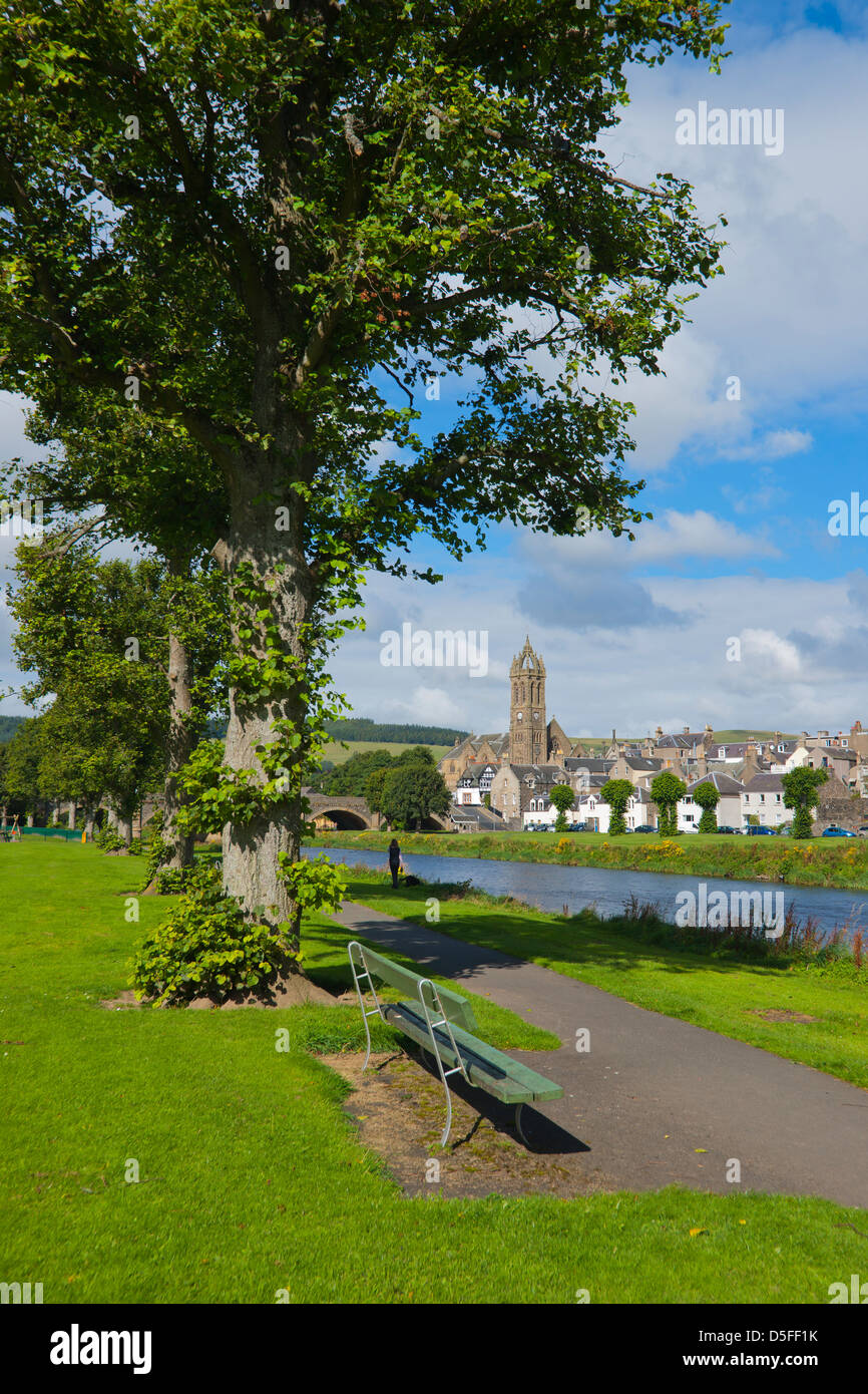 The river Tweed at Peebles, Borders Region, Scotland, UK Stock Photo ...