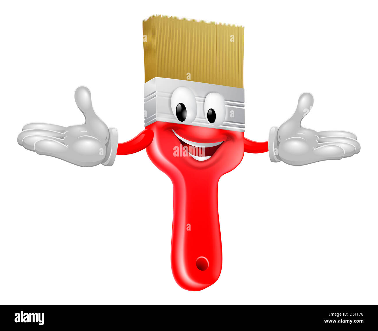 An illustration of a cute happy red cartoon paint brush character ...