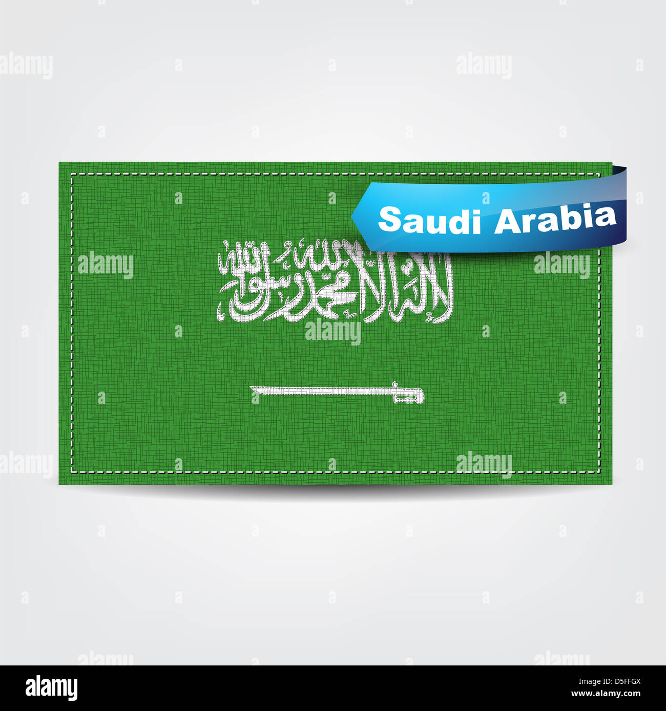 Fabric texture of the flag of Saudi Arabia with a blue bow Stock Photo ...
