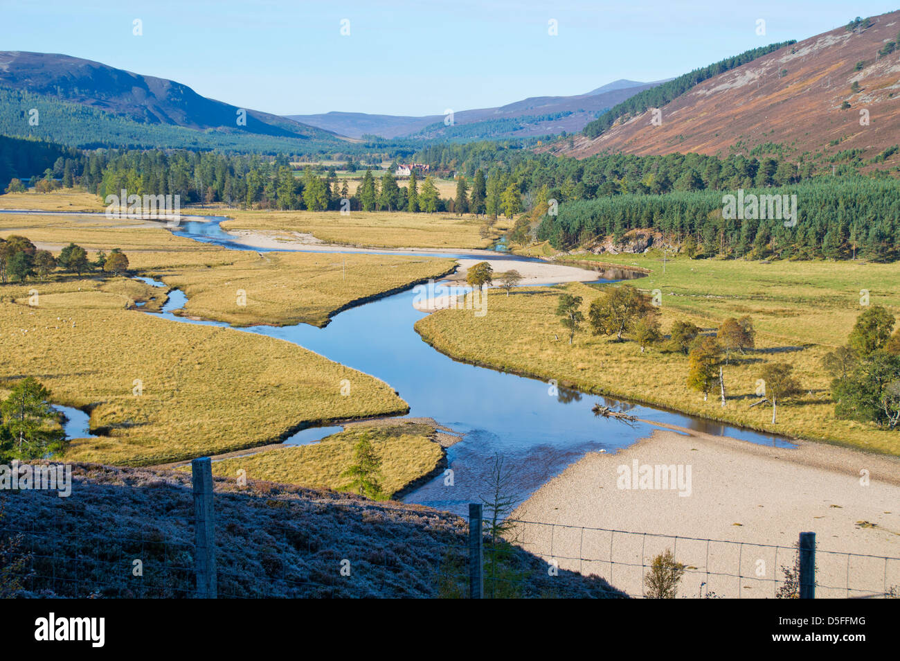 Autumn colours, River Dee, Linn of Dee, Braemar, Aberdeenshire ...
