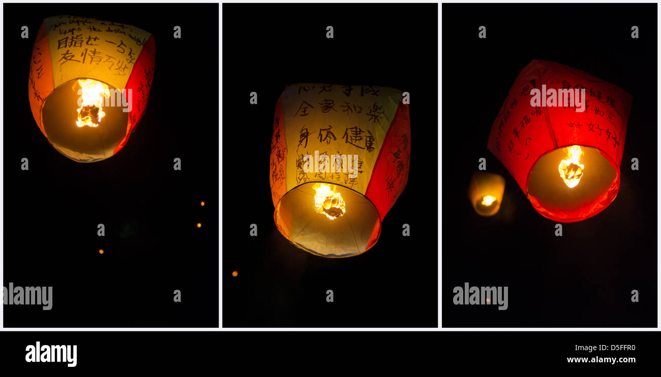 Collage three photos chinese lanterns hi-res stock photography and ...