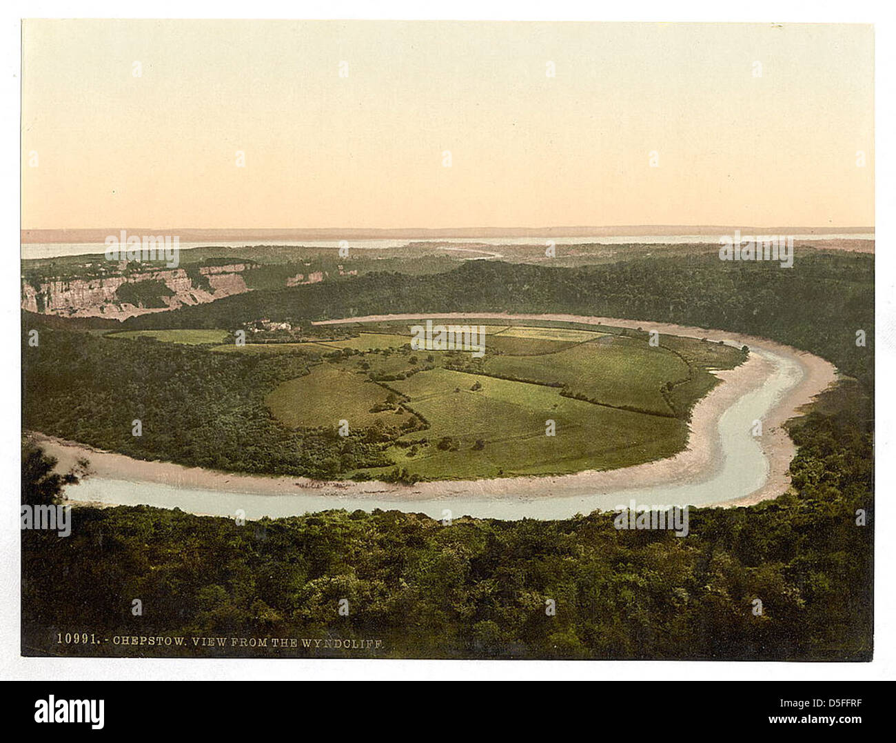 A scenic view from the Wyndcliffs in Chepstow, Wales, showcasing the ...